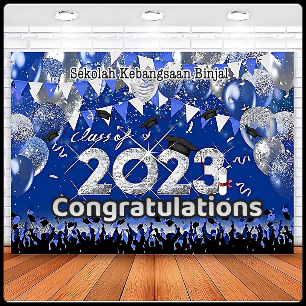 8x6ft Class of 2023 Graduation Backdrop Blue and Gold Balloons ...