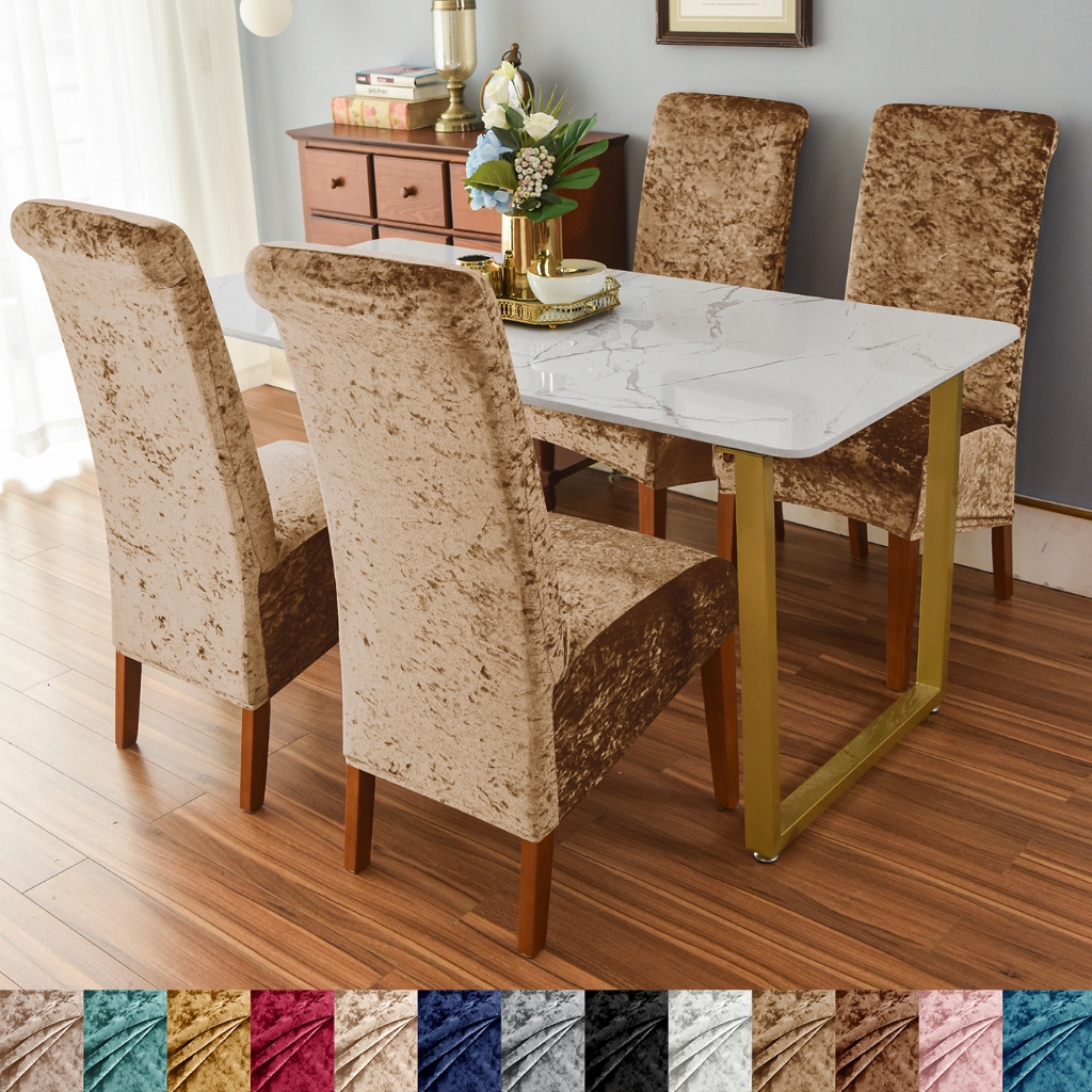 FORCHEER XL Dining Chair Covers 1 Piece Crushed Velvet Stretch High ...