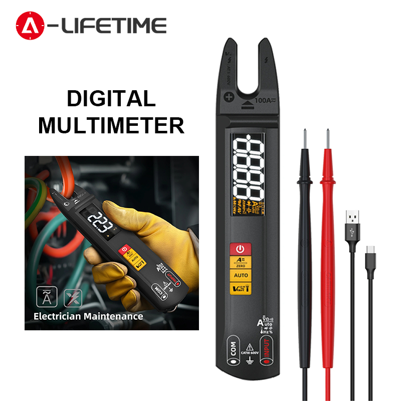 U1 Clamp Meter Fork 100A Ammeter Pliers True RMS DC AC Current Open Jaw ...