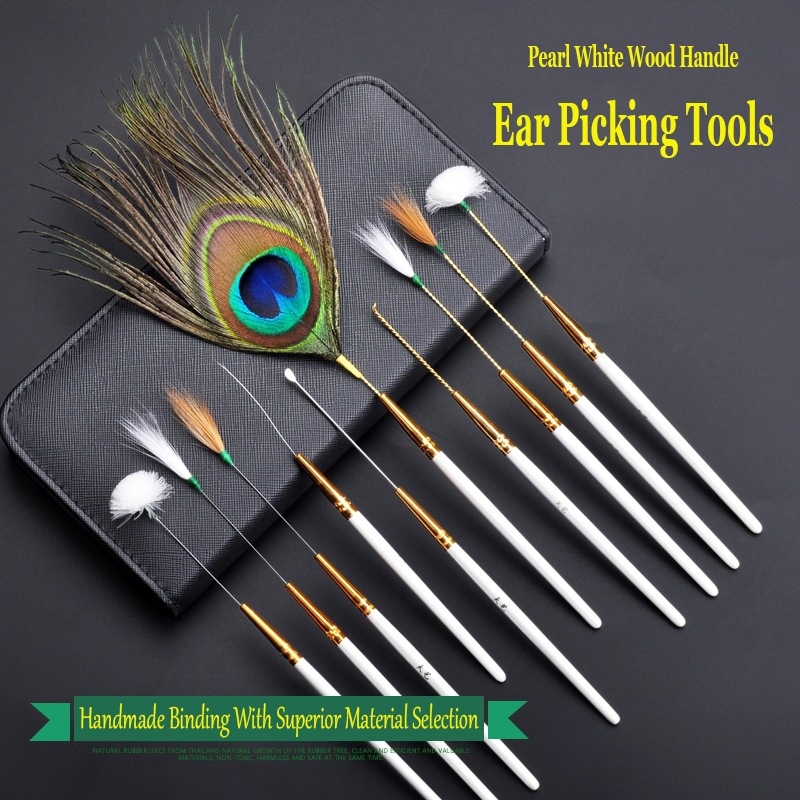 Professional Ear Picking Tool Set With Goose Feather Chicken Feather ...