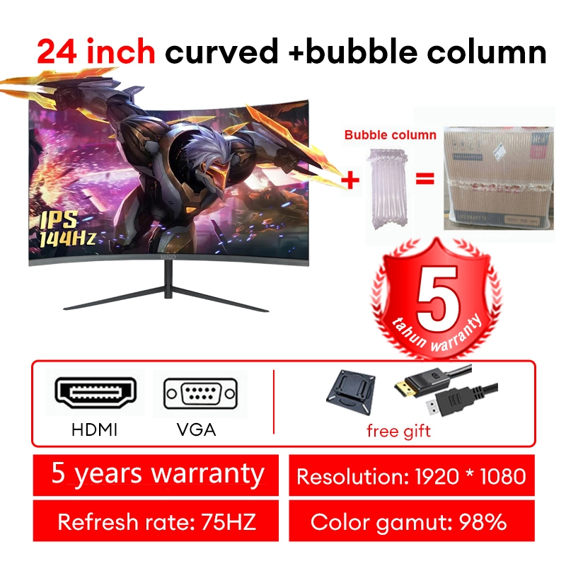 MIIGO Monitor 27” Curved 75Hz 2Ms FHD LED Gaming Monitor / 27" 32" Inch ...