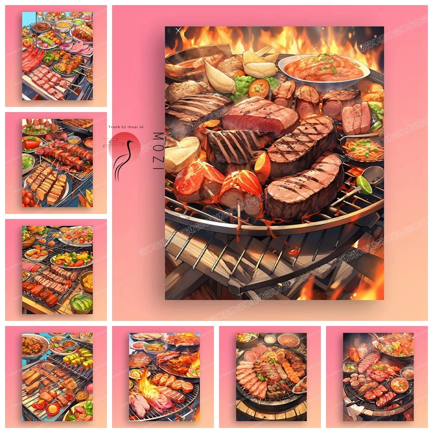 MOZI Barbecue Barbecue Shop 40*50cm Paint By Numbers diy painting ...