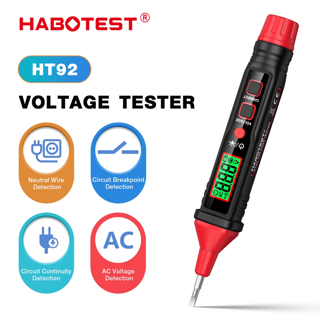 HABOTEST HT92 Voltage Tester Smart Pen NCV Measure Auto Power Off Wire ...
