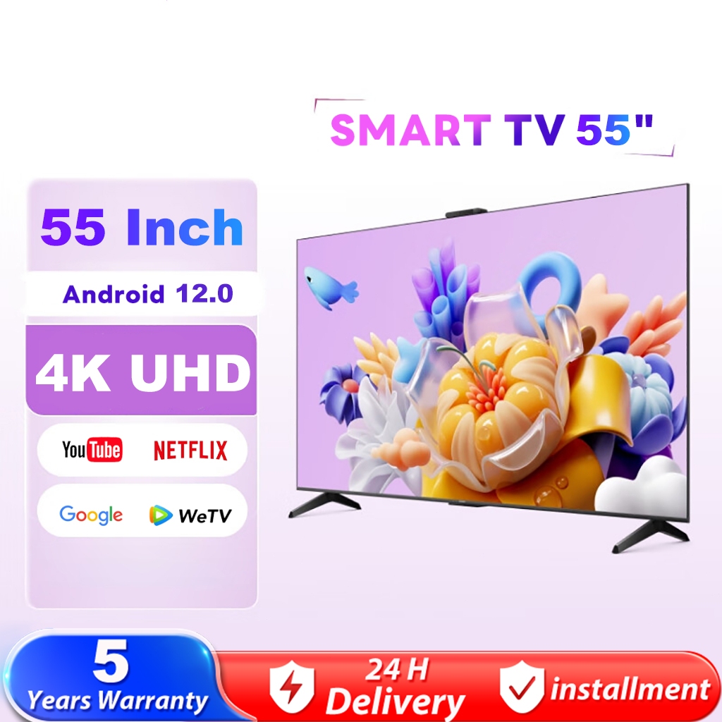 Android TV 55 Inch 4K UHD Smart TV HDR Television LED 1080P Dolby Sound ...