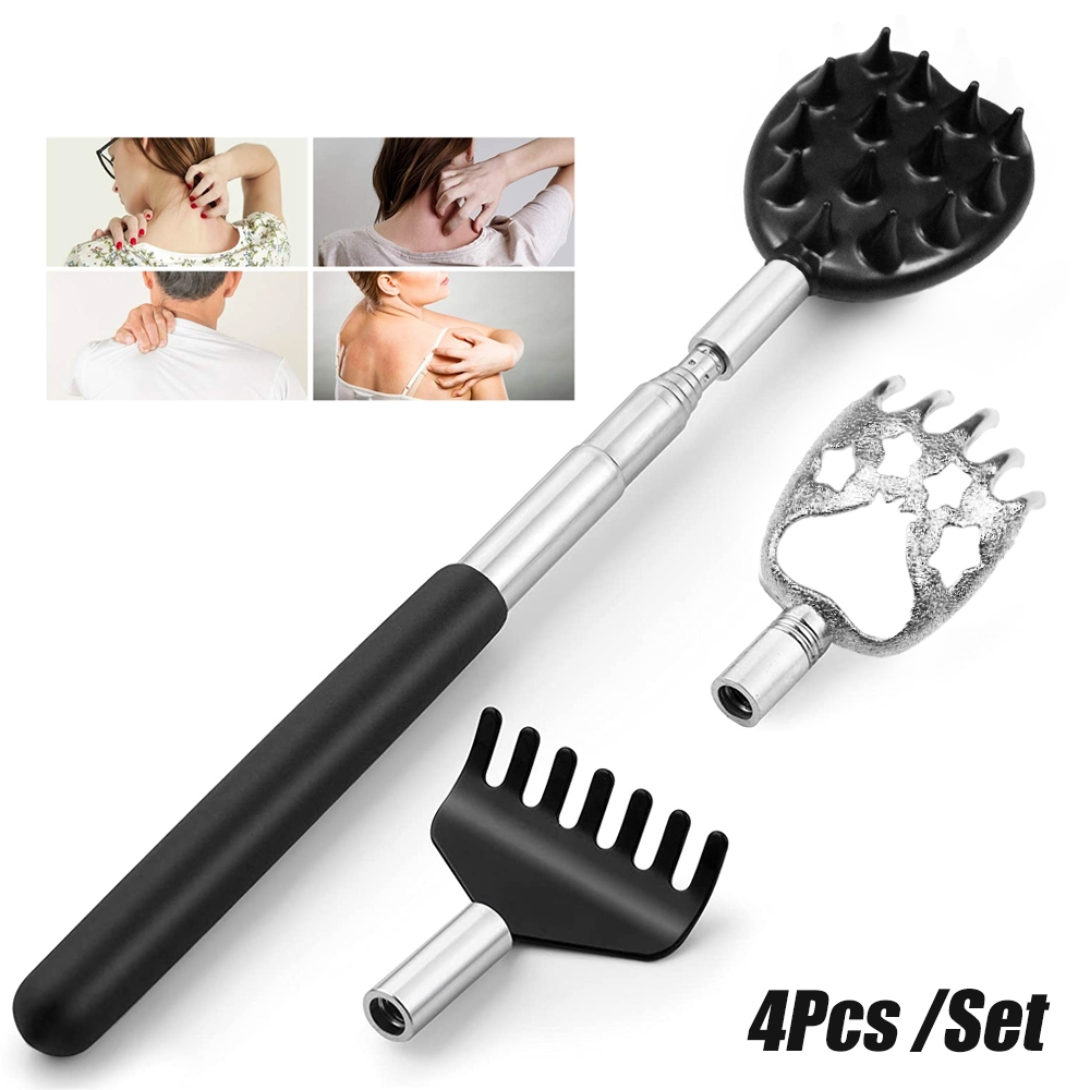 4 Pcs/Set Telescoping Back Scratcher with 3Pcs Detachable Scratching ...