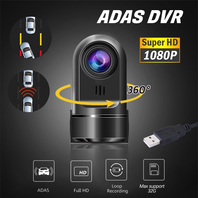1080P HD Car DVR Dash Cam Camera with ADAS Driving System USB Driving ...