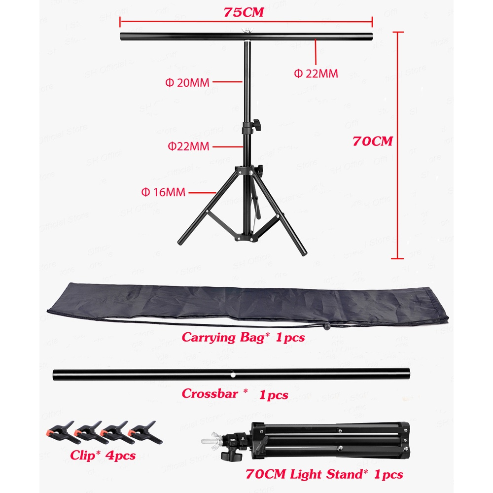 200cm x 200cm T Shape Photography Backdrop Stand 2 x 2 M/6.5ft x 6.5ft ...