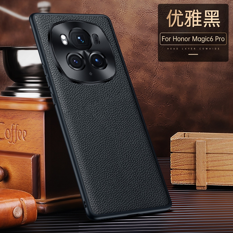 Genuine Leather Case For Honor Magic 6 Pro 5 Ultimate Case 3D AlloyLens ...