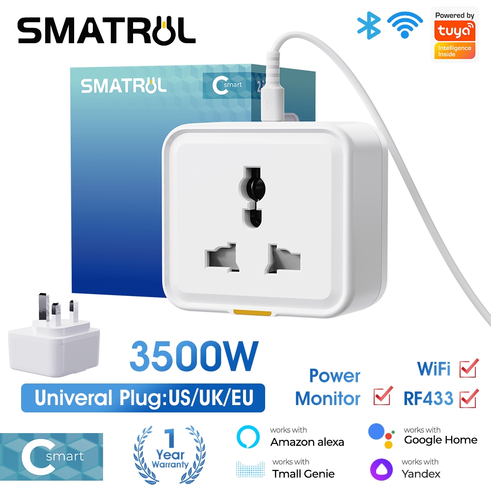 Tuya Smart Home Plug Socket UK EU US Universal Type-C 16A WiFi RF433 ...