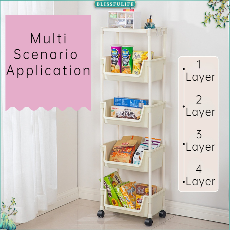Multi Functional Storage Rack Kids Floor Standing Snack Trolley ...