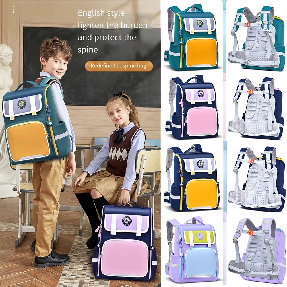 England elementary school students schoolbag boys and girls waist ...