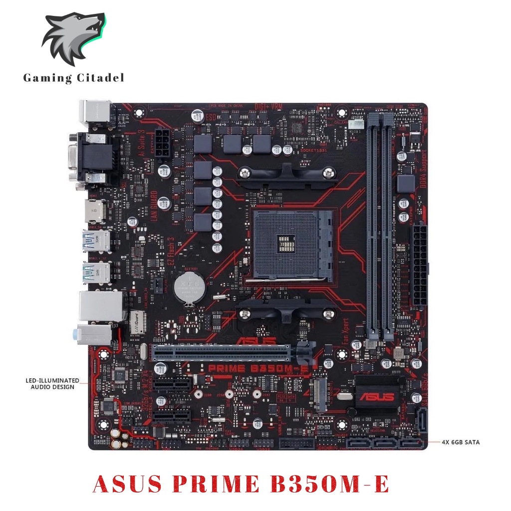 ASUS PRIME B350-PLUS Motherboard ATX AMD B350 AM4 DDR4 SATA3 M.2 HDMI ...