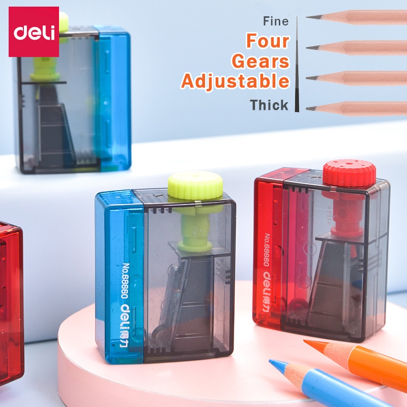 Deli Portable Pencil Sharpener 4-angle Blade Adjustable Fancy Pencil ...