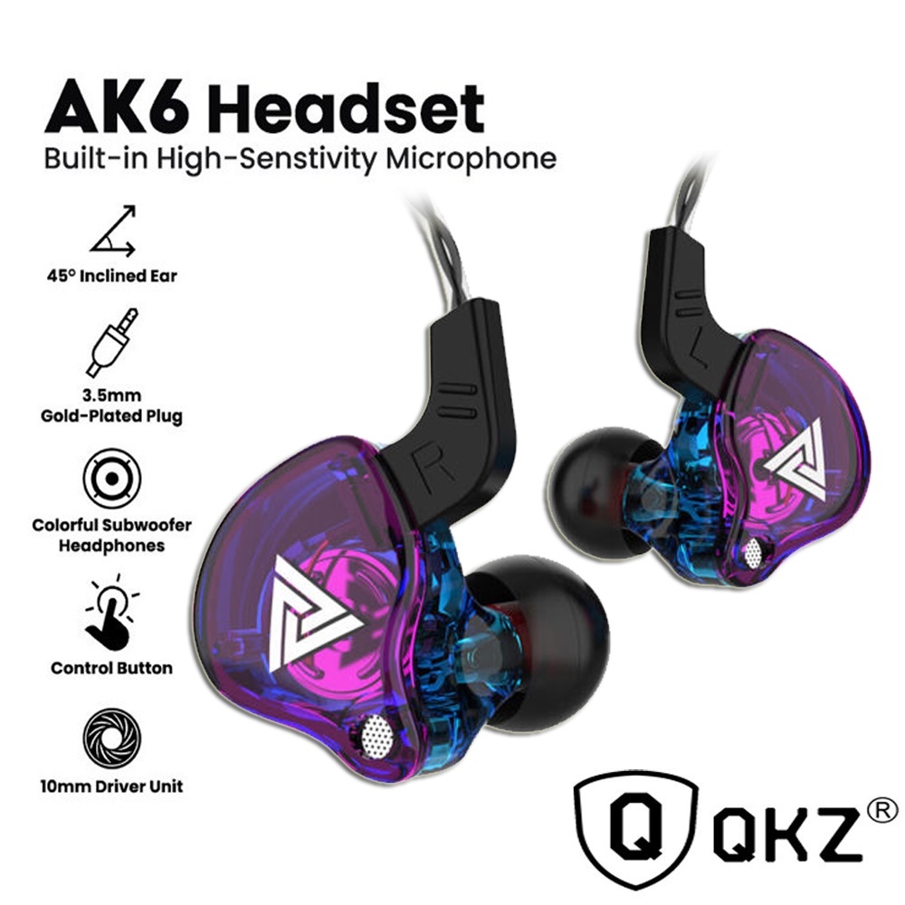 QKZ AK6 Sports Earbuds with Remote Control In-ear Earphone Microphone 3 ...