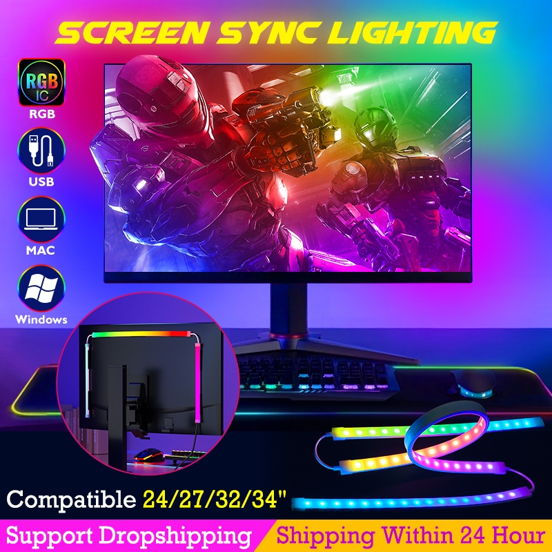 Computer Monitor Screen Ambient Backlight For 24-34 Inch Color Real ...