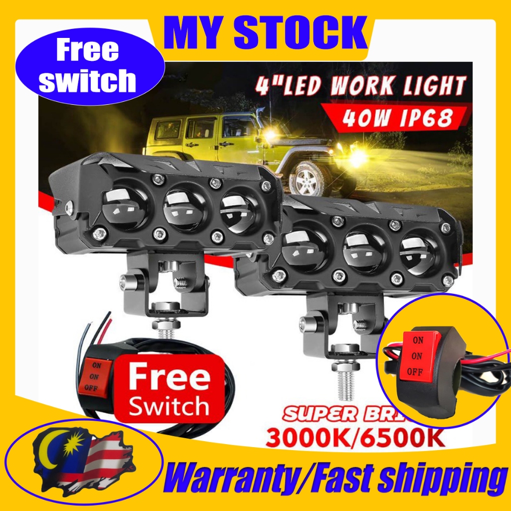 4inch Led Sport Light Motorcycle Lights 3LEDS Waterproof 120W Spotlighs ...