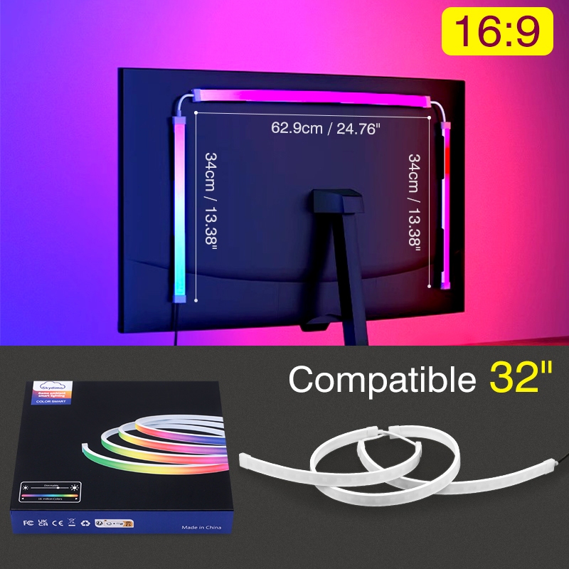 Computer Monitor Screen Ambient Backlight For 24-34 Inch Color Real ...