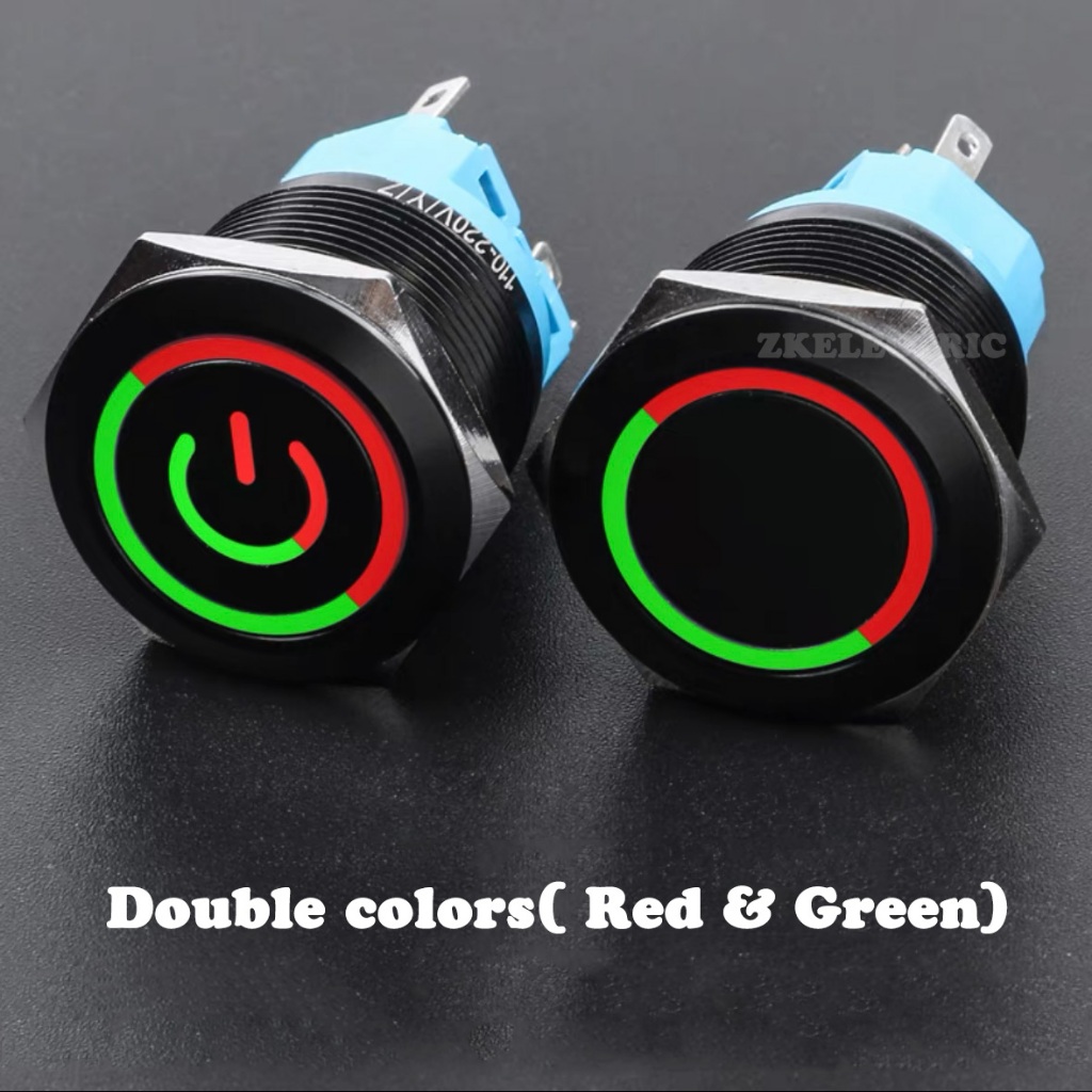 Two color three color 19mm oxidized black metal button switch 19mm self ...