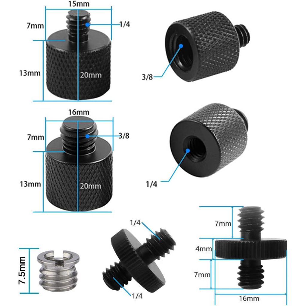 1/4" Male to 3/8" Female Adapter Set 1/4 Dual Head Screw Conversion 1/4 ...