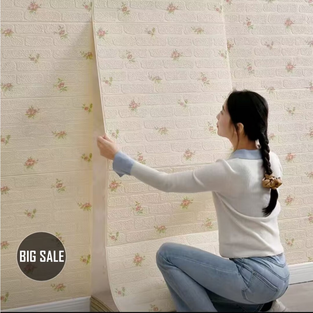 Wallpaper 3D DIY Wall Sticker Dinding Room Living Room Waterproof Foam ...