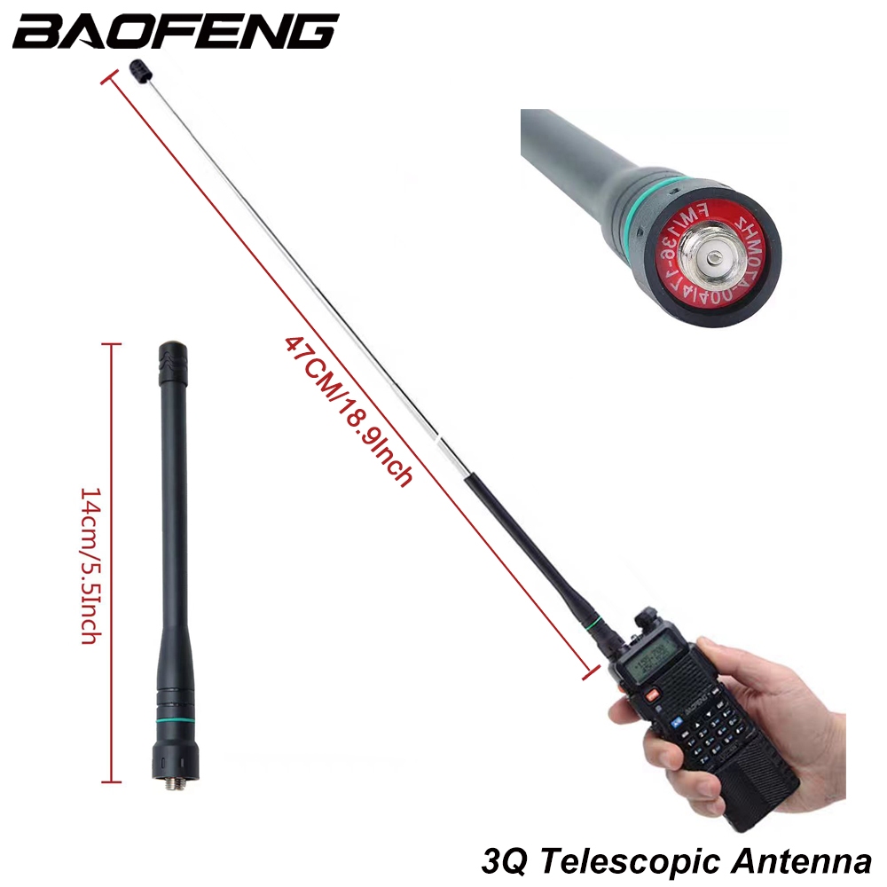 Baofeng Walkie Talkie Teleskopik Antena Dwi Band Keuntungan Tinggi Untuk UV-5R / BF 888s / UV-82 ...