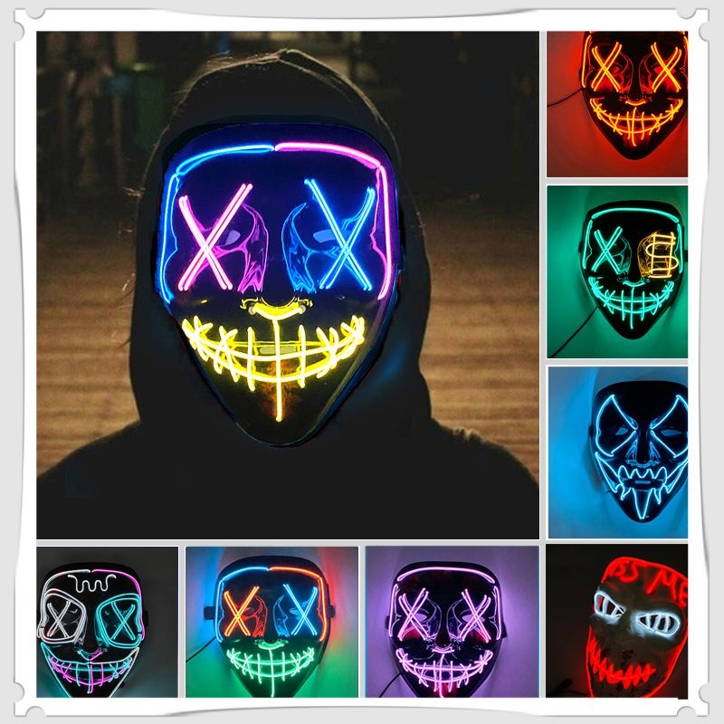 Halloween Led Mask Glowing Scary Face Mask Luminous Led Purge Mask Neon ...