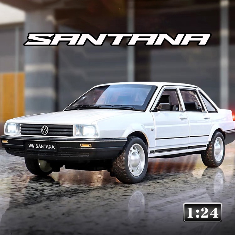 【RUM】1:24 Scale VW Santana Alloy Car Model Light & Sound Effect Diecast ...