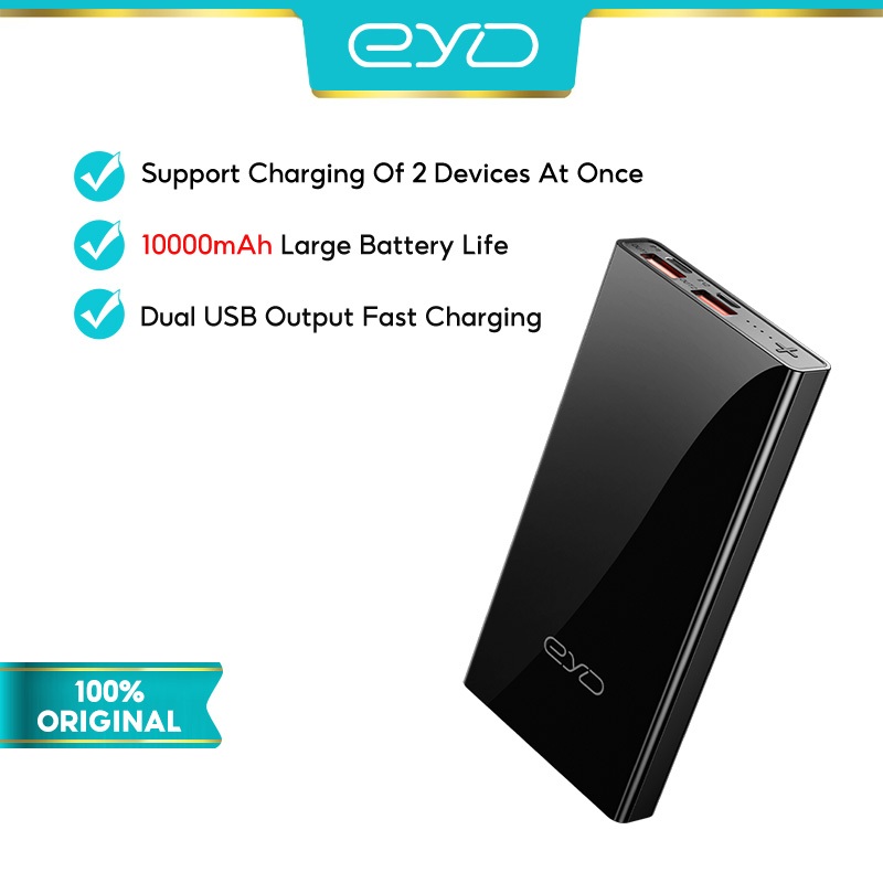 EYD JS41 Portable Powerbank Dual Port Output & Input Power Bank Type-C ...