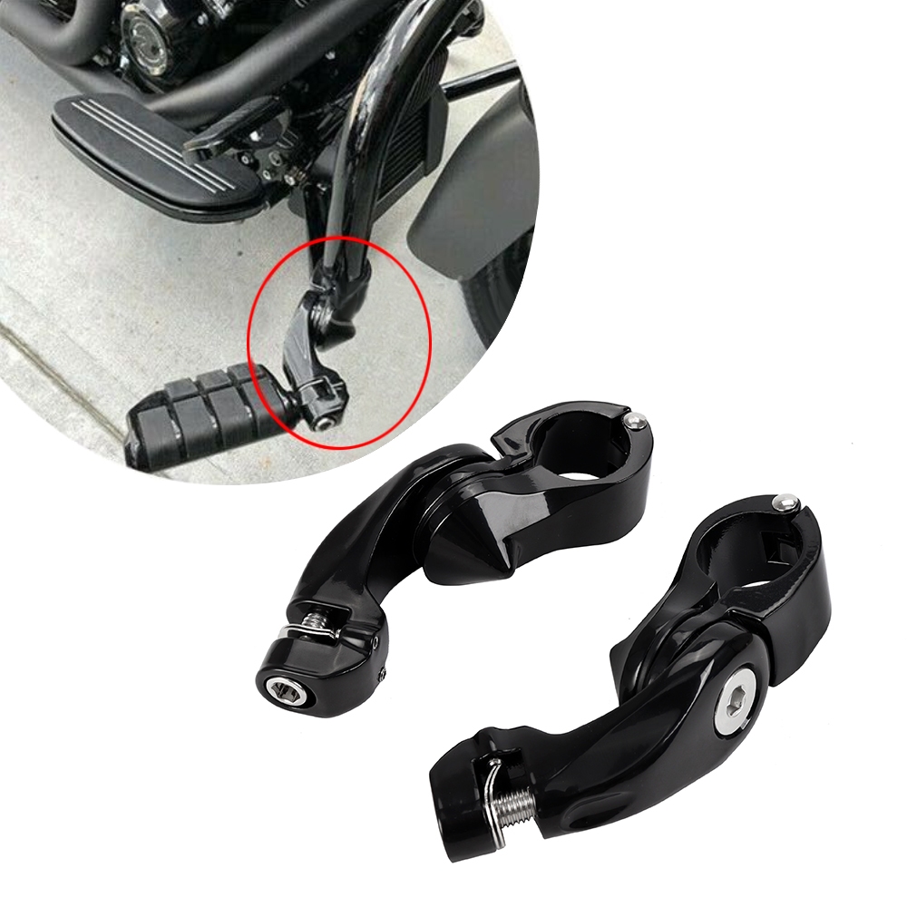 Motorcycles 1 1/4" 32mm Black Short Angled Adjustable Highway Foot Peg ...