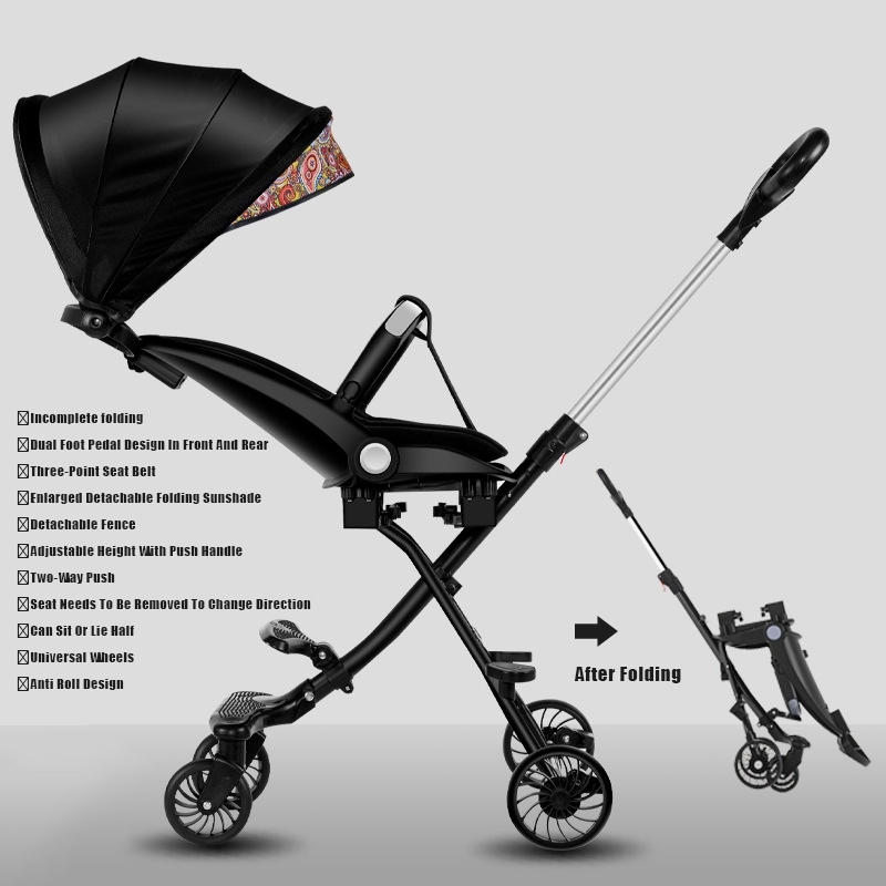EvianAngel 2way Baby Stroller Foldable Can Sit And Lie Two-Way Rotating ...