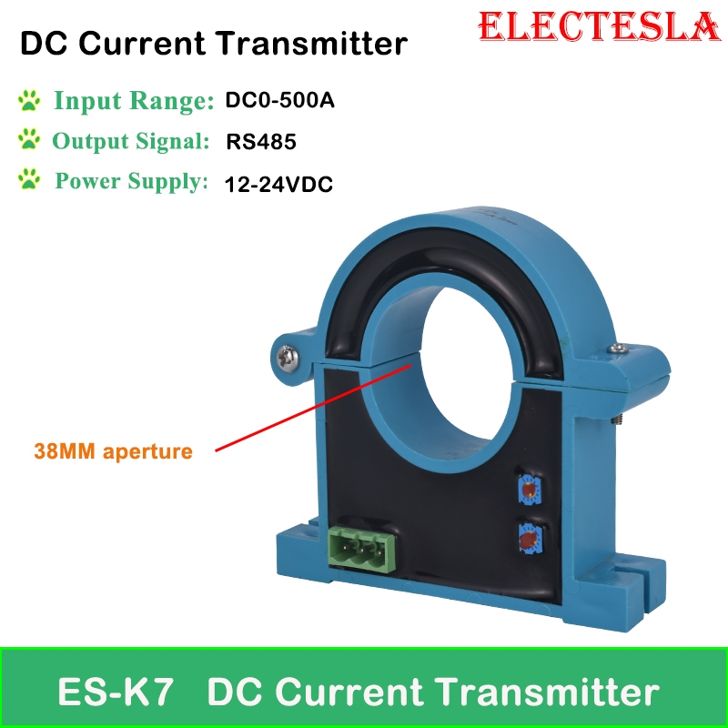 RS485 Current Transmitter DC50A 500A Open Loop DC Current Sensor 38mm ...