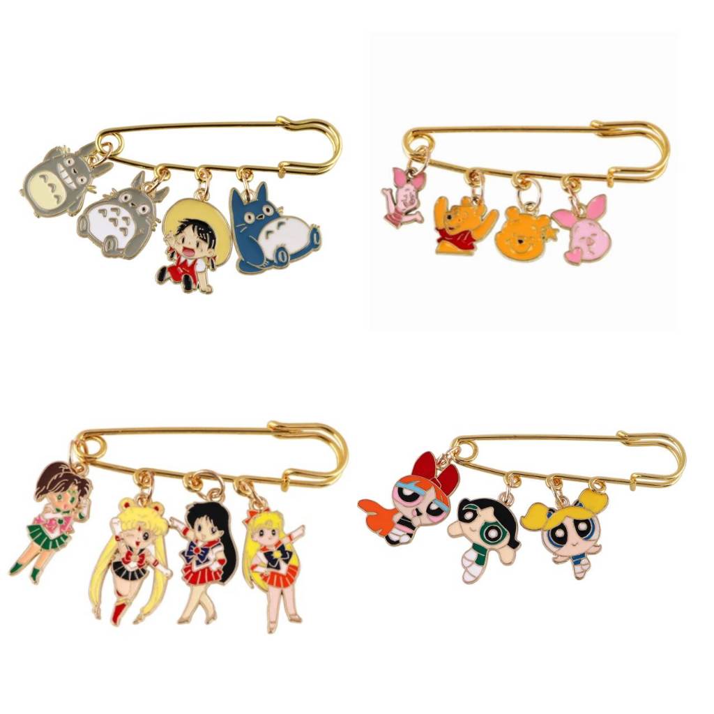 Anime Moon Girls Brooch Badge The Powerpuff Girls Lapel Pins Safety Pin ...