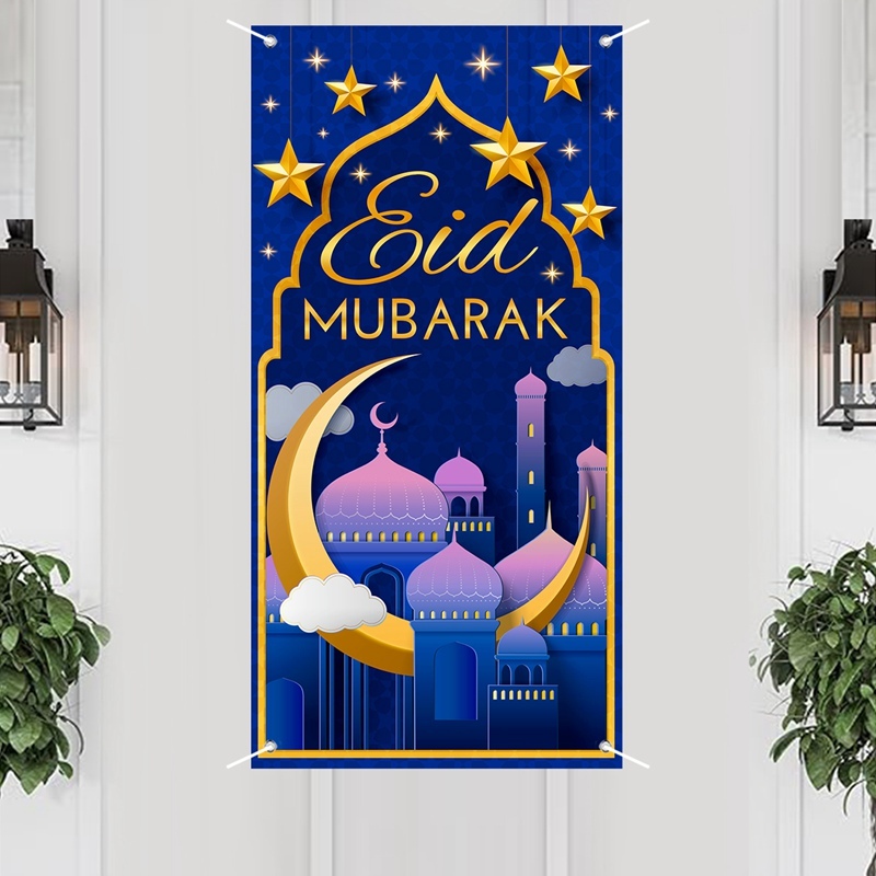 0.6*1.2M Hari Raya Hanging Flag Muticolor Eid Mubarak Hnaging Flag ...