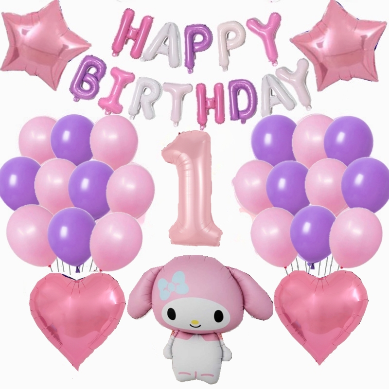 27pcs sanrio melody Theme Birthday Party Balloon Set Latex Balloon ...