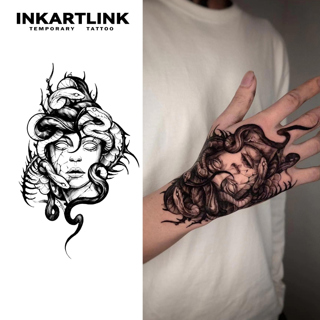 Medusa temporary tattoo stickers, waterproof long-lasting magic tattoo ...