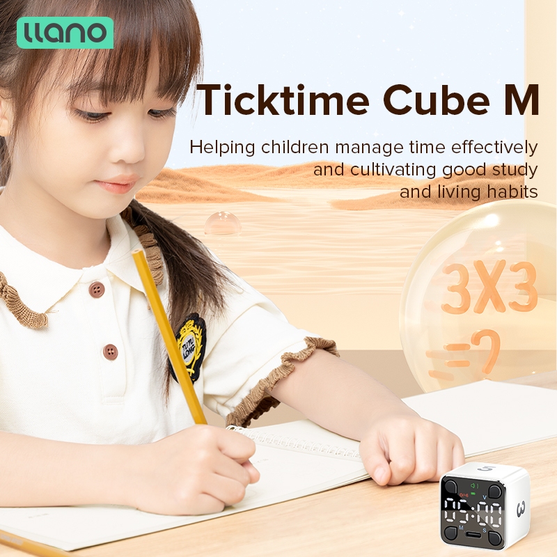LLANO Mini Ticktime Digital Pomodoro Timer Manual Cube Countdown Time Manager + To Do List Mute ...