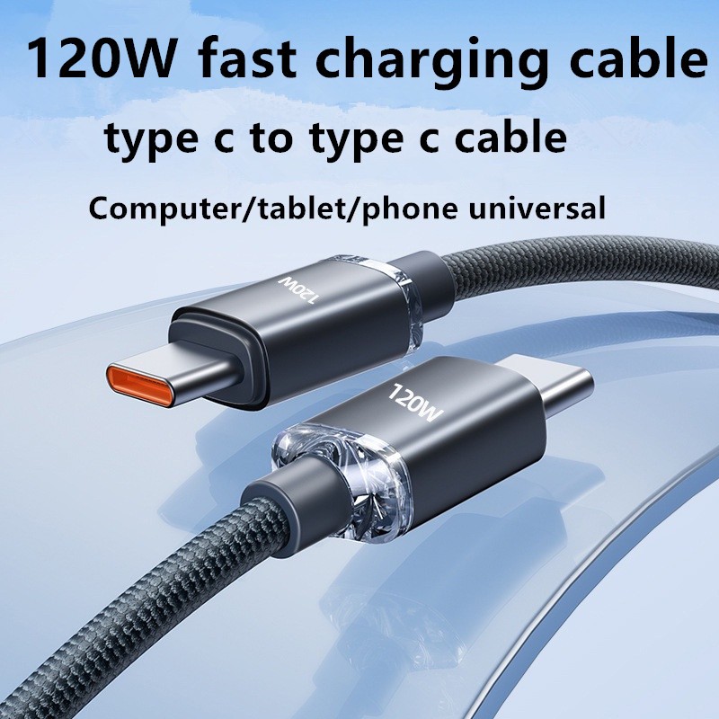 120W Type C to Type C Cable For Samsung Mobile Phone Fast Charge USB C ...