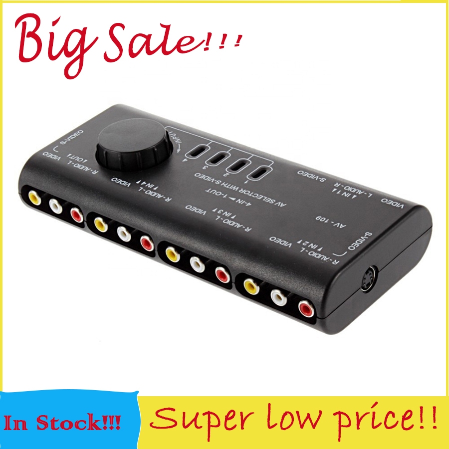 4 In 1 Out AV RCA Switch Box AV Audio Video Signal Switcher Splitter 4 ...