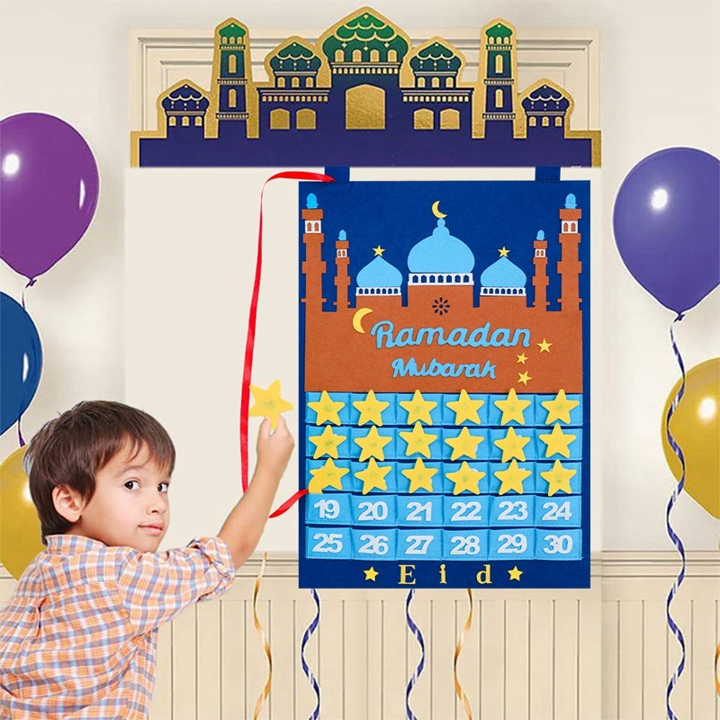 8 Style raya Felt Ramadan Advent Calendar Countdown Decorations DIY Eid ...