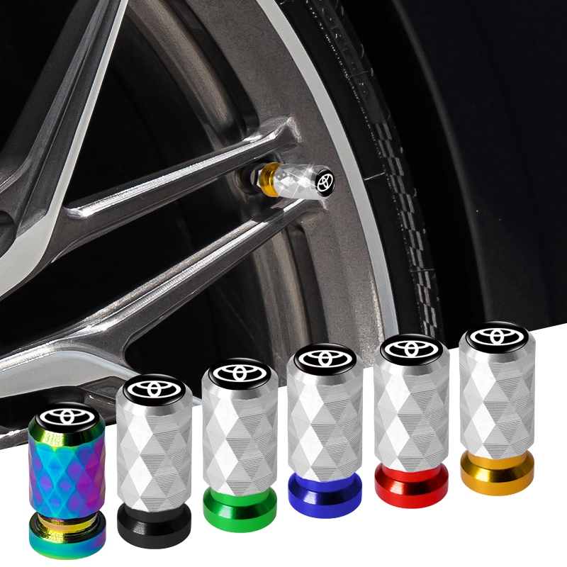 4pcs Aluminum Rhombus Car Tyre Cap Car Logo Wheel Tire Leak-proof Cap ...