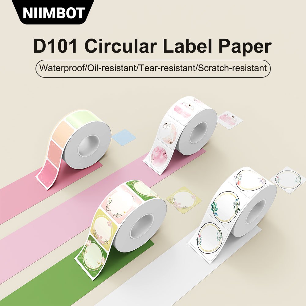 NIMBOT D101 color self-adhesive round labels, waterproof and oil-proof ...