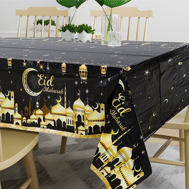 【Waterproof】EID Mubarak Table Cover PE Disposable Tablecloth Hari Raya ...