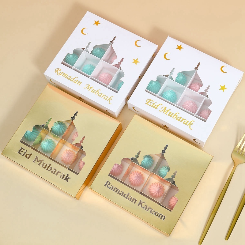 Gold Ramadan Kareem Gift Box Eid Mubarak White Black Gold Paper Cake ...