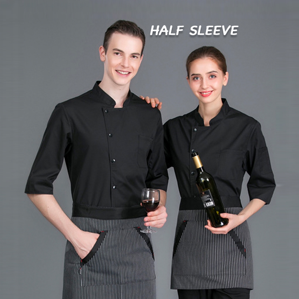 Half sleeve Chef Uniform Clothes Baju Chef Short-Sleeved Men Hotel Chef ...