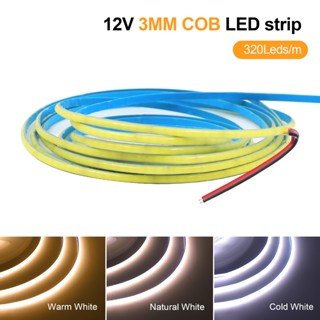 3mm Ultra Thin COB LED Strip Lights DC 12V 320LEDs/M COB LED Lights for ...