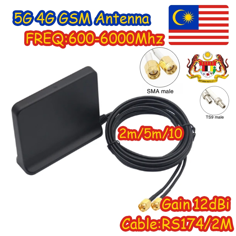 Dual Cable 5G 4G LTE 3G GSM Aerial 2*2 600~6000Mhz External Omni WiF 12dbi Router Antenna For ...