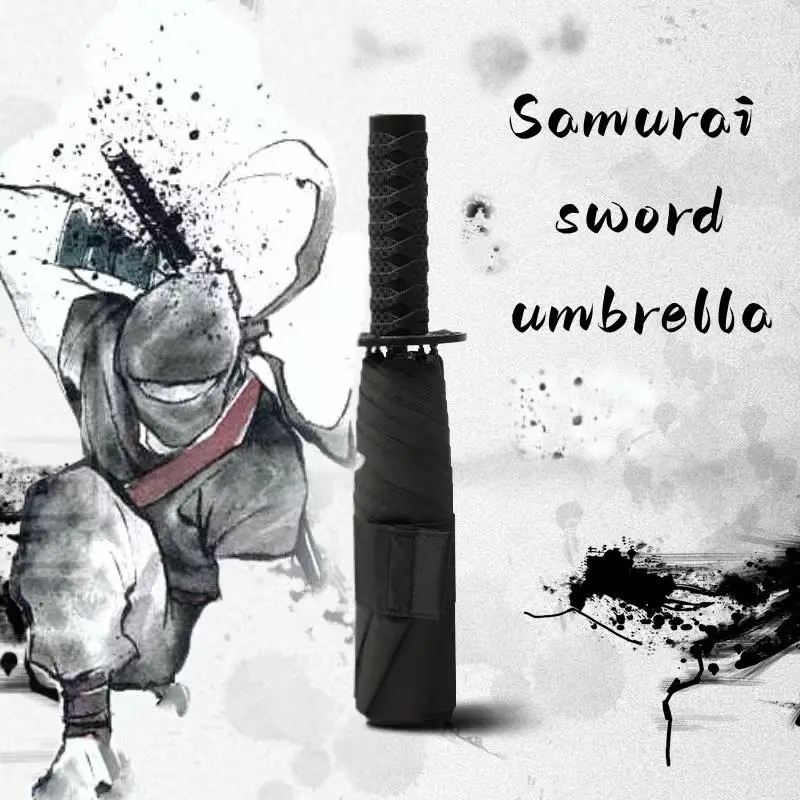 Outdoor Katana Umbrella Sword Blade Japanese Black Samurai Handle ...