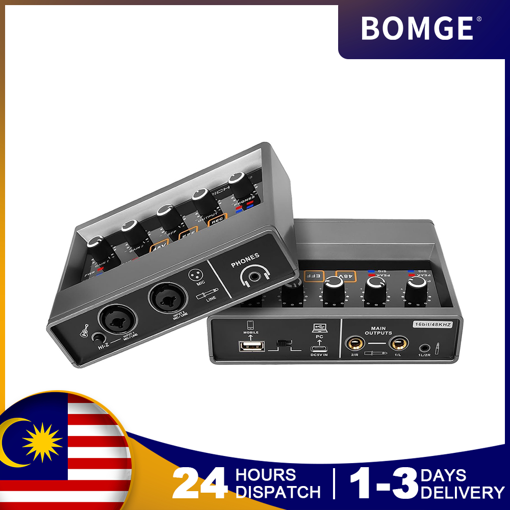 BOMGE 2x2 Computer Professional Recording Audio Interface Touch Model, USB 2.0 for Live ...