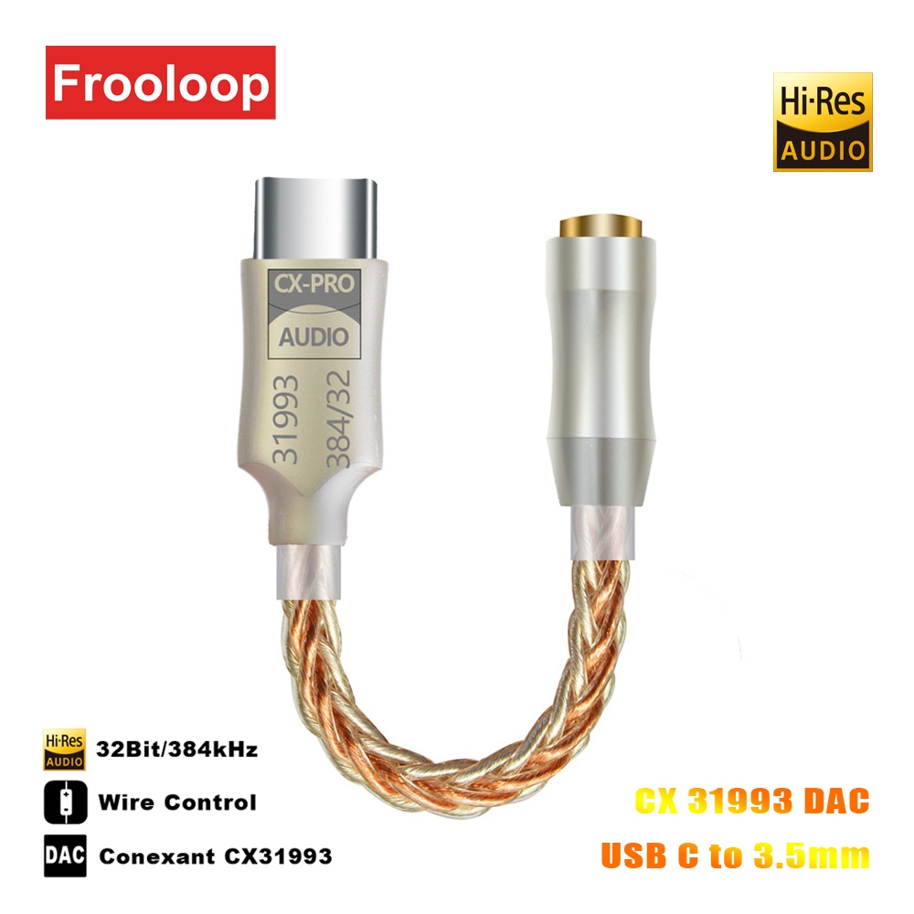 CX31993 HiFi DAC USB C To 3.5mm Jack Adapter 32Bit 384kHz USB Type-C ...