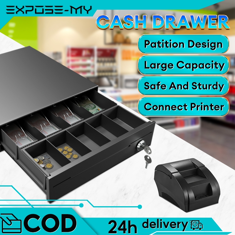 EXPOSE Key Lock Super Heavy 5 Compartment Standard Cash Box RJ-11 ...